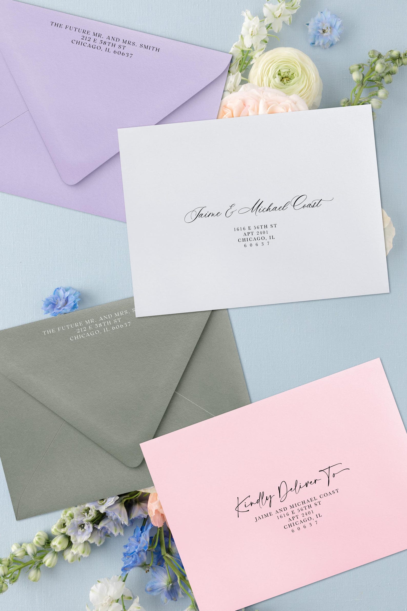 Custom Envelopes A7, White Addressing for Wedding Invitation Envelopes ...