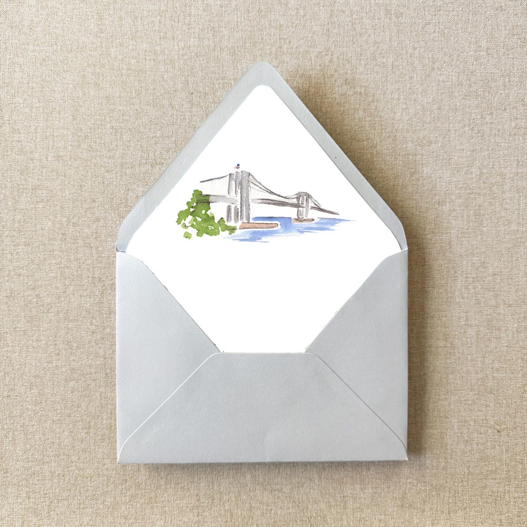 Brooklyn New York City Watercolor Envelope Liner Wedding Invitations ...