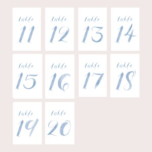 Handmade Paper Table Numbers Watercolor, Deckled Edge Table Number ...