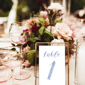 Light Blue Table Number Cards, Hand Painted Table Numbers Printed ...