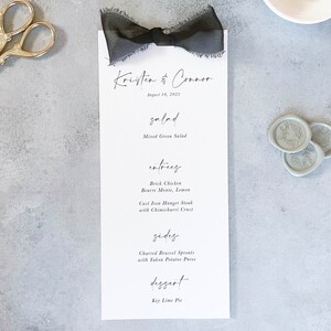 Handmade Paper Menu With Bow, Wedding Menus Handmade Paper, Deckled ...