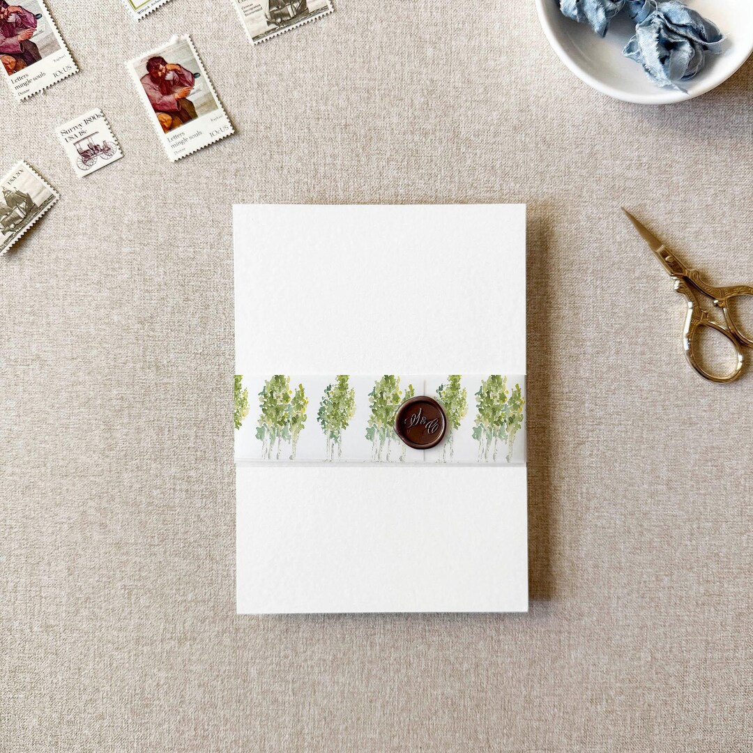 Aspen Tree Vellum Belly Bands, Forest Wedding Invitation Accessories ...