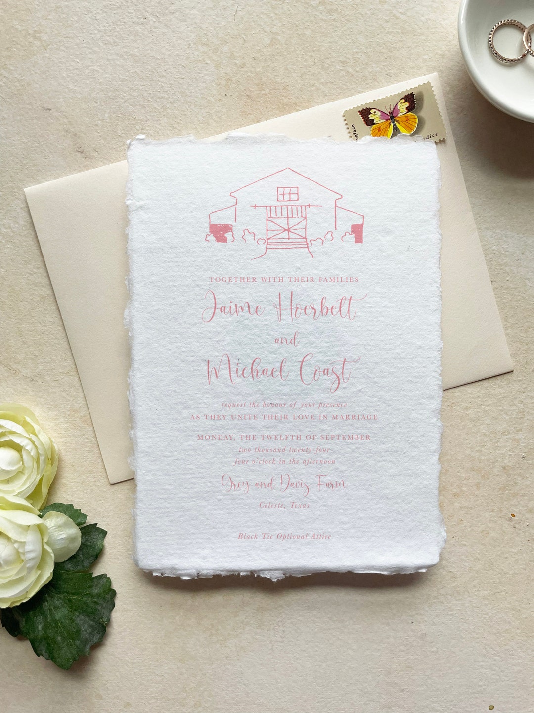 Custom Venue Wedding Invitation Blush Pink, Barn Wedding Invitation ...