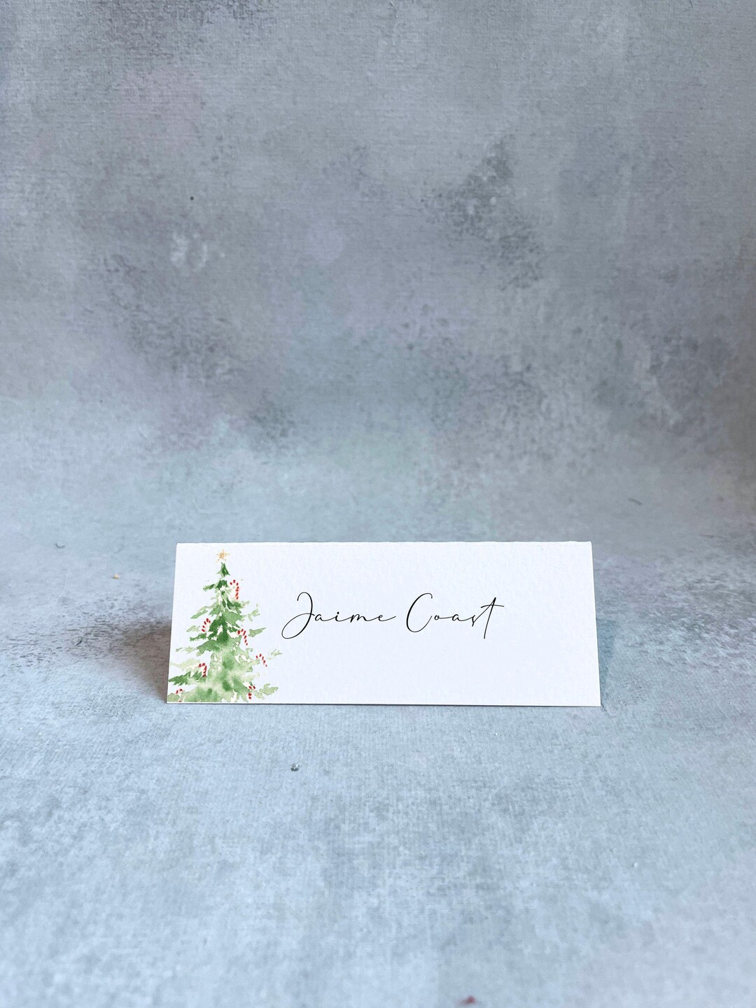 Holiday Party Place Settings, Christmas Name Tags Printed, Tented Place ...