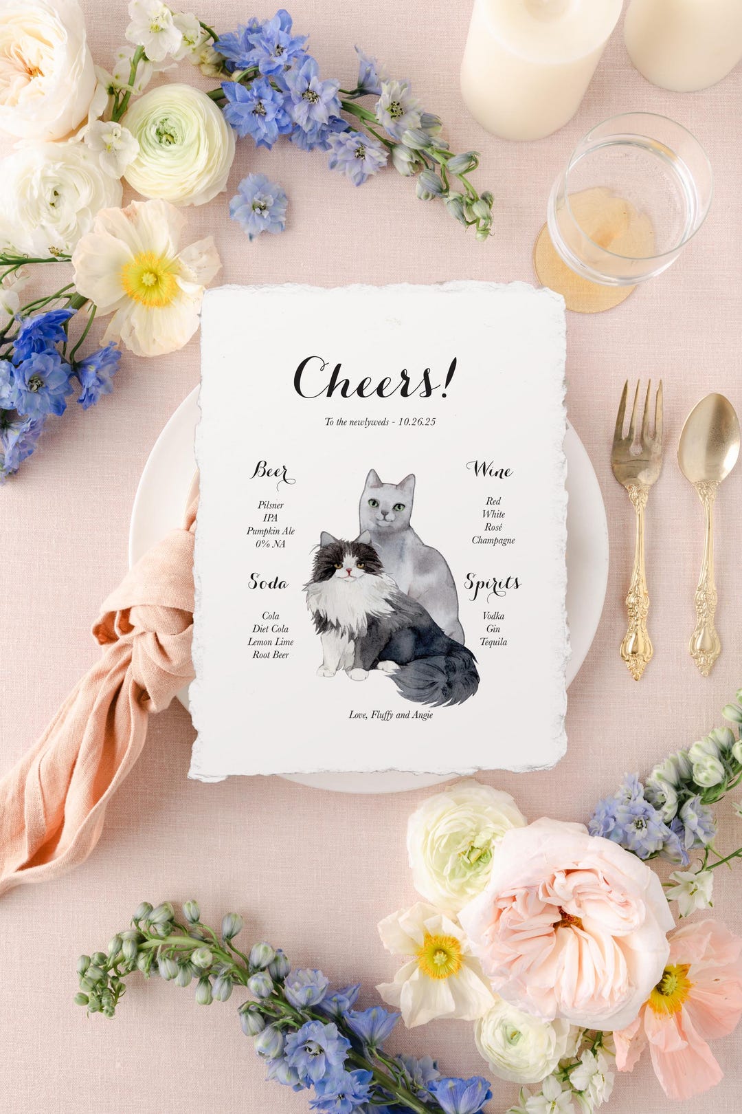 Cat Signature Cocktail Sign, Pet Signature Drink, Wedding Decor, Semi ...