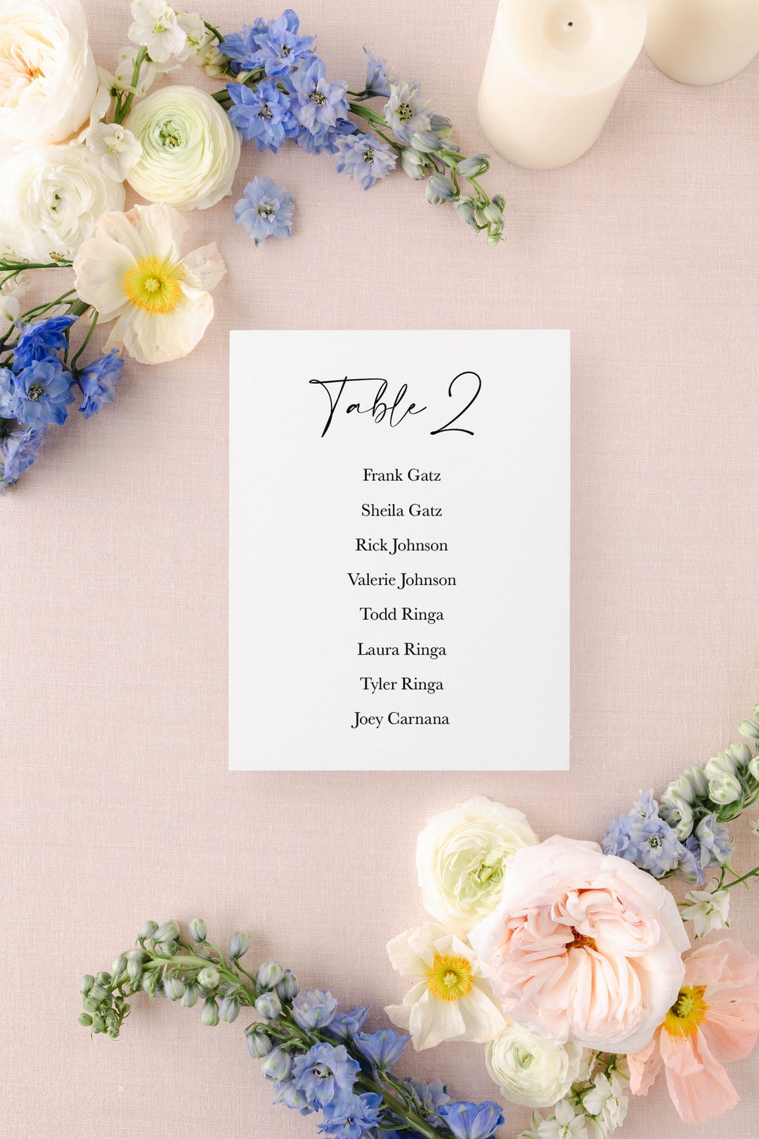 Wedding Seating Chart Cards Printed, Calligraphy Table Numbers With ...