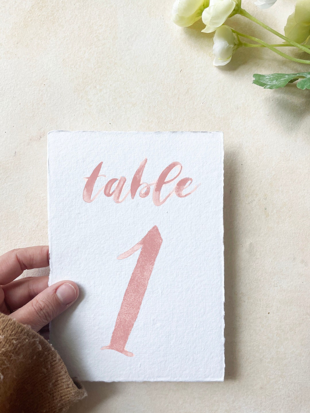 Watercolor Table Number Pink, Blush Table Numbers Printed, Deckled Edge ...