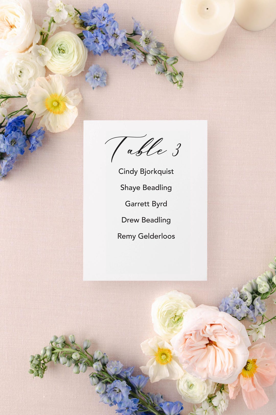 Cards for Seating Chart Sign, Printed Names for Wedding Mirror, Simple ...
