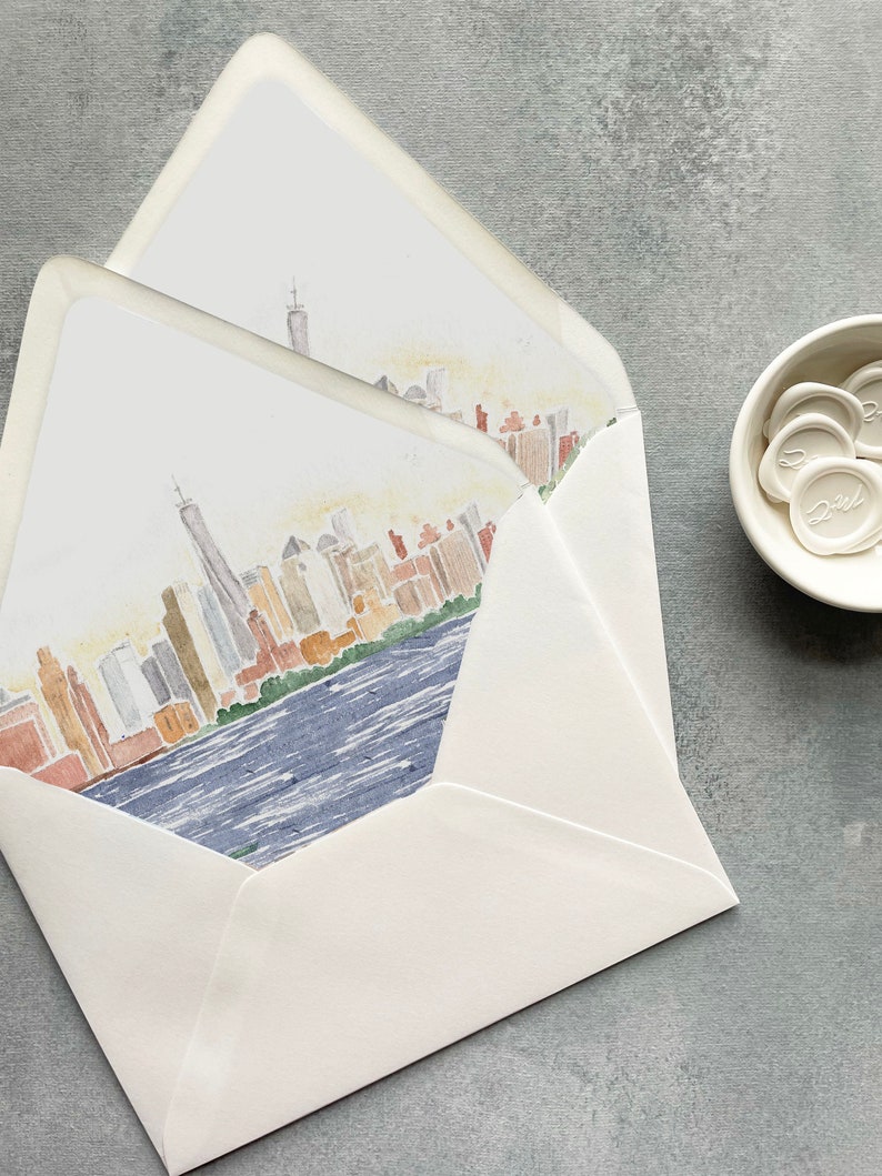 Nyc Envelope Liner, New York Envelope Liner Watercolor, Nyc Wedding ...