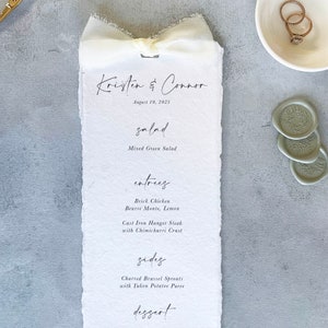 Deckled Edge Menu With Ribbon - Etsy