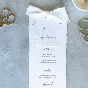 Handmade Paper Menus With Names, Wedding Menu With Placecards, White ...