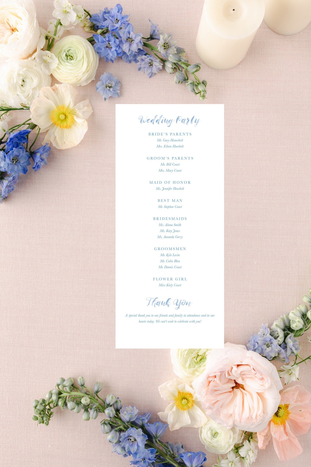 Dusty Blue Wedding Program Printing, Custom Wedding Program Catholic ...