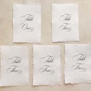 DESIRABLE - Handmade Paper Table Number Cards, Elegant Table Numbers ...