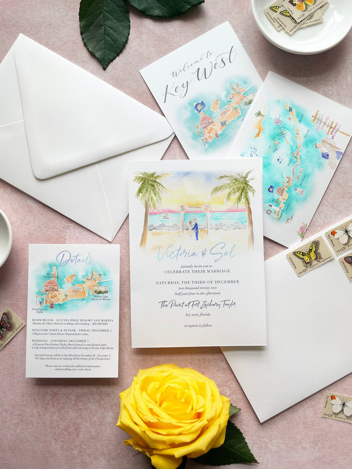 Custom Watercolor Wedding Invitation Suite Watercolor Crest - Etsy