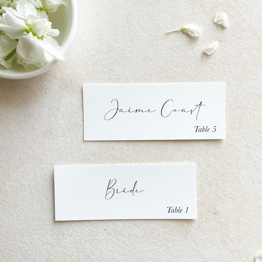 Simple Place Cards With Table Number, Minimalist Wedding Place Cards ...