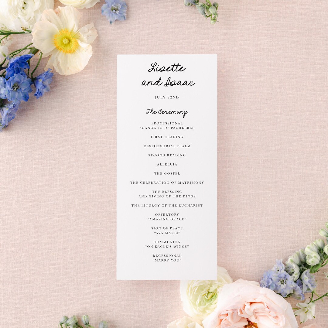Custom Hand Drawn Font Program for Wedding, Whimsical Wedding Program ...