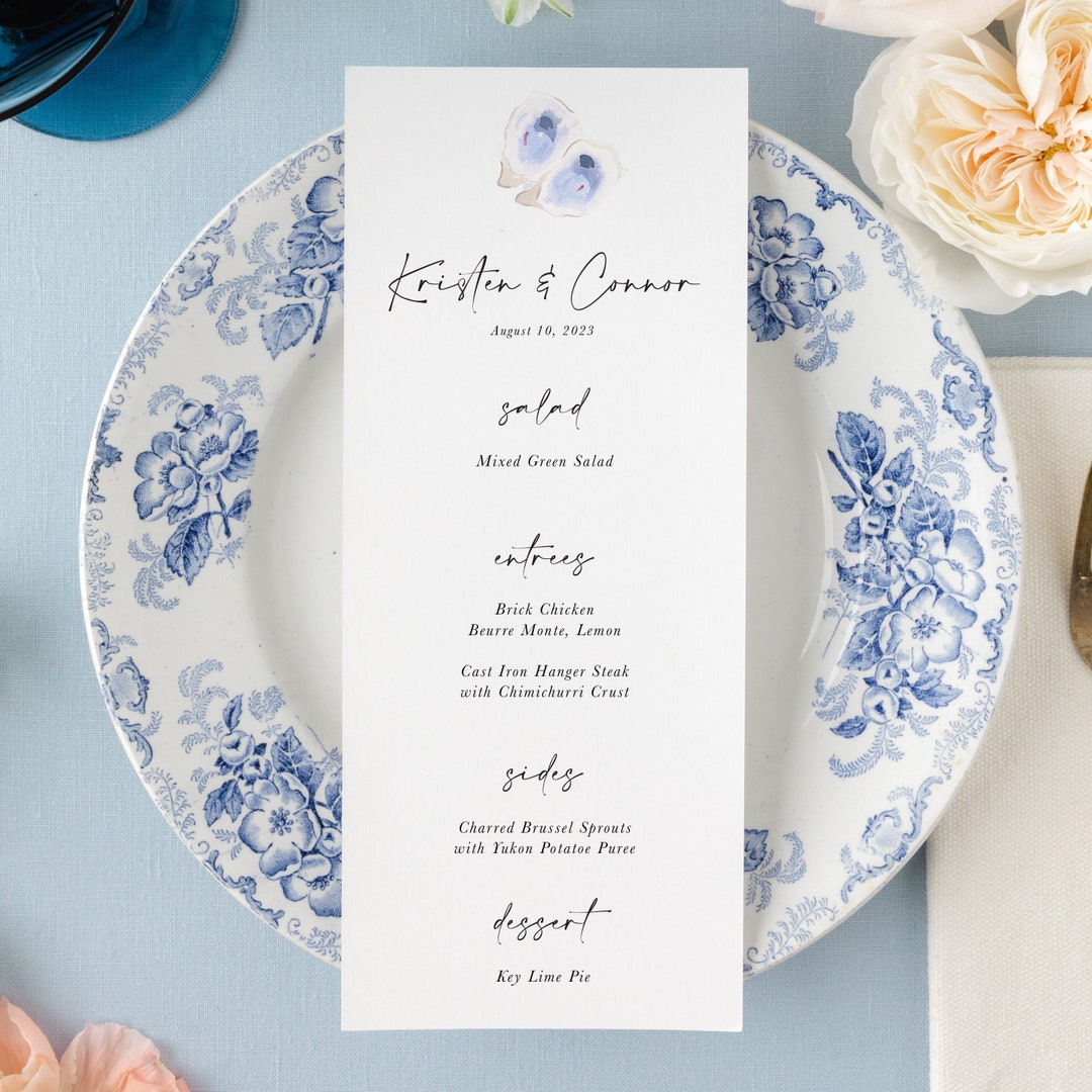 Custom Menu, Watercolor Wedding Menus, Beach Wedding Menu, French Menu ...
