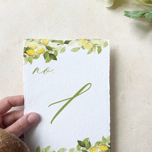 Watercolor Table Numbers Printed, Lemon Wedding Theme, Lemon Table ...