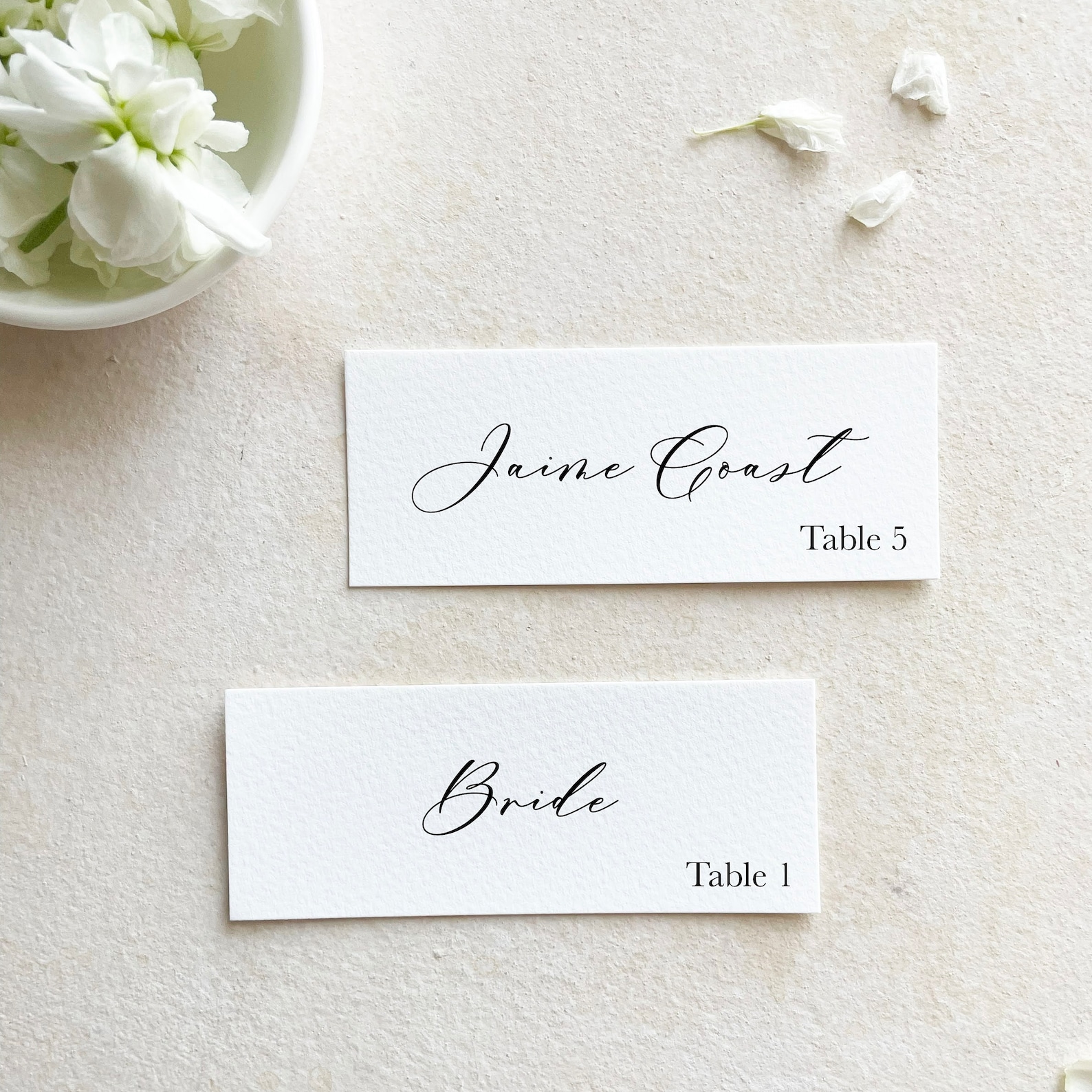 Thin Place Cards With Table Numbers, Calligraphy Placecards Wedding ...