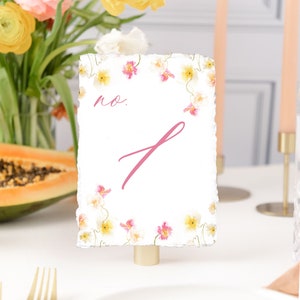 Watercolor Floral Table Numbers Flowers, Blush Table Numbers Cards ...