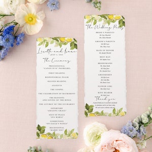 Watercolor Wedding Program Card, Beach Wedding Program Floral ...