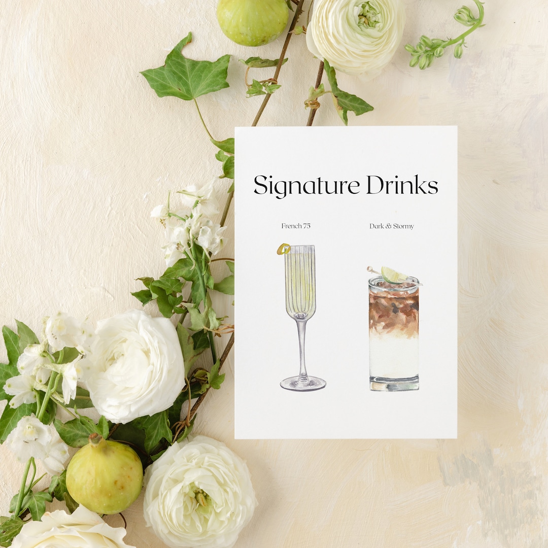 Signature Drink Menu Simple, Signature Cocktail His and Hers, Dinner ...