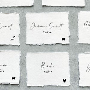 Hand Written Font Name Cards With Table Number, Handmade Paper Place ...