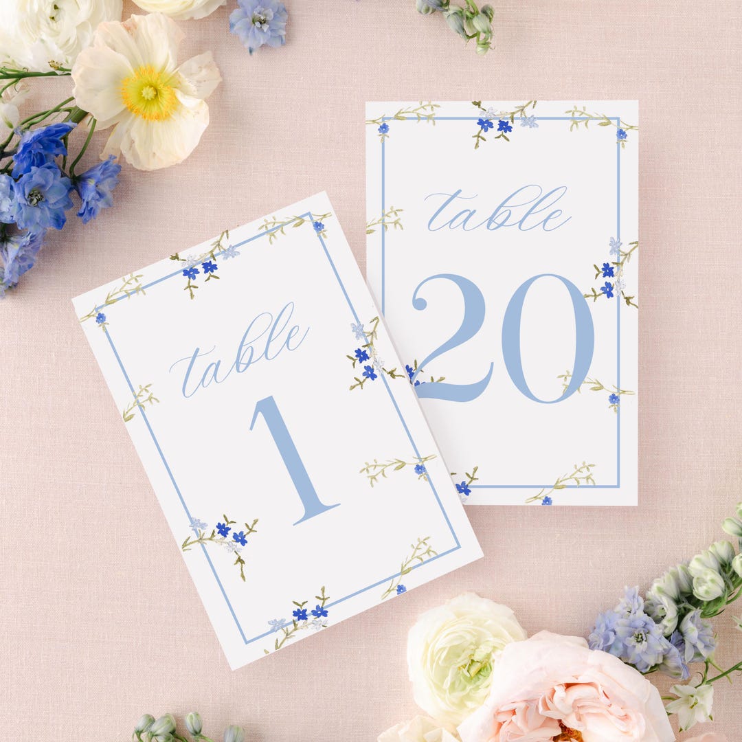 Dusty Blue Table Numbers Light Blue, Wedding Table Numbers Large, 1-30 ...