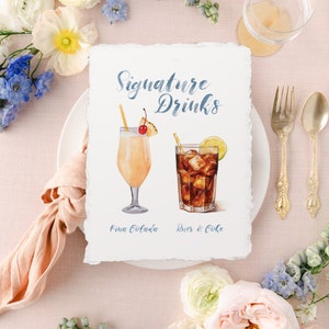Custom Signature Drink Menu 3 Drinks, Signature Drink Sign Rustic ...