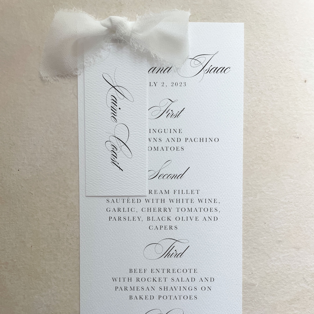 Personalized Menu With Names, Printed Menu Cards and Name Cards, Slim ...