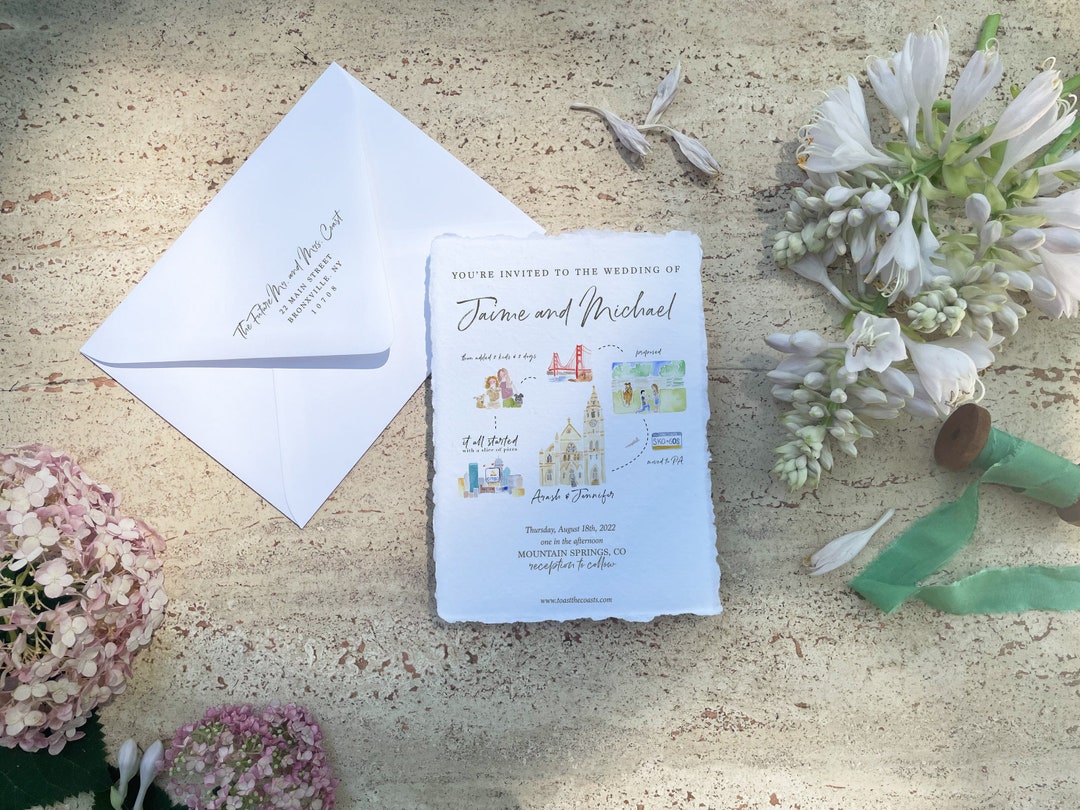 Story Wedding Invitation Handmade, Custom Watercolor Wedding ...
