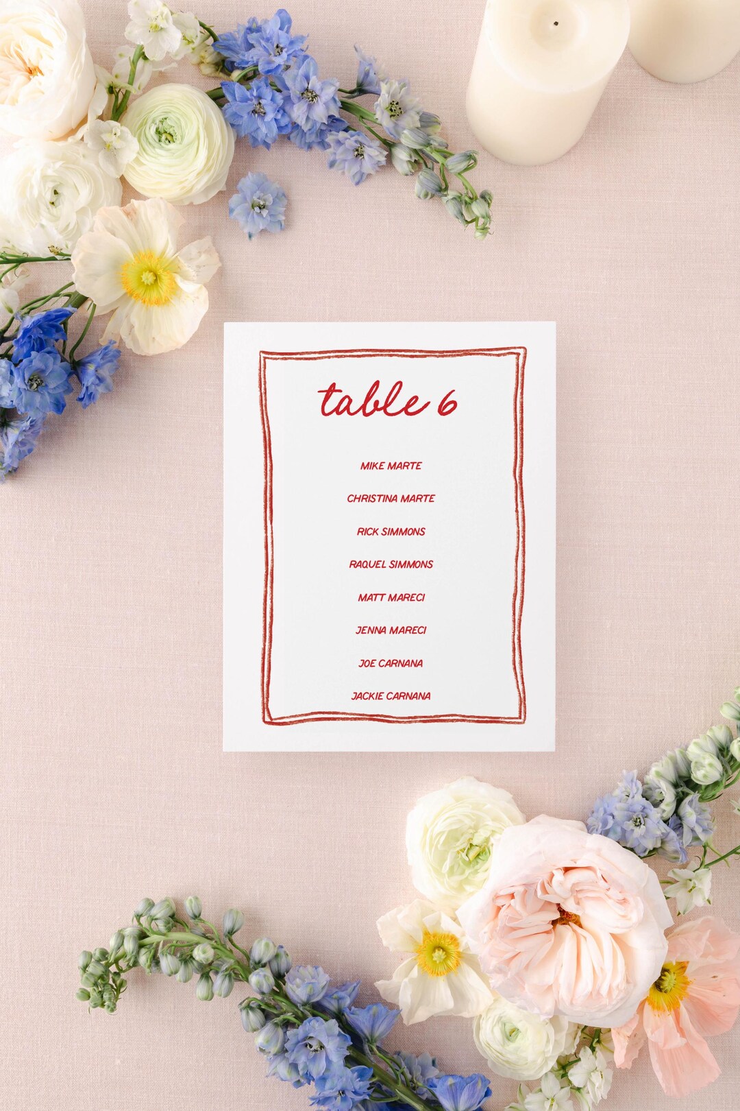 Red Seating Chart Card, Italian Seating Chart Wedding Destination ...