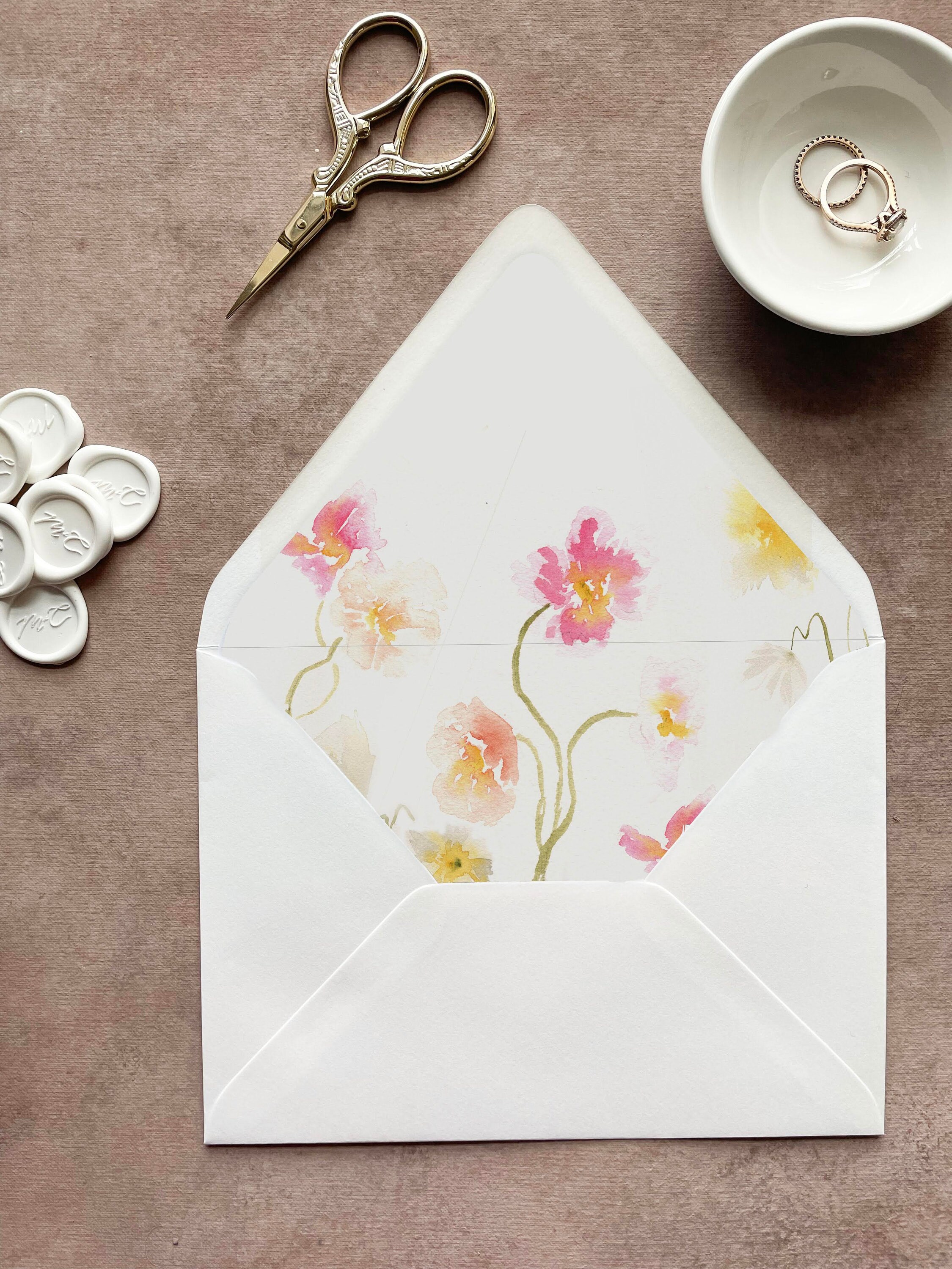 Floral Envelope Liner Printed Poppy Envelope Liner Wedding - Etsy