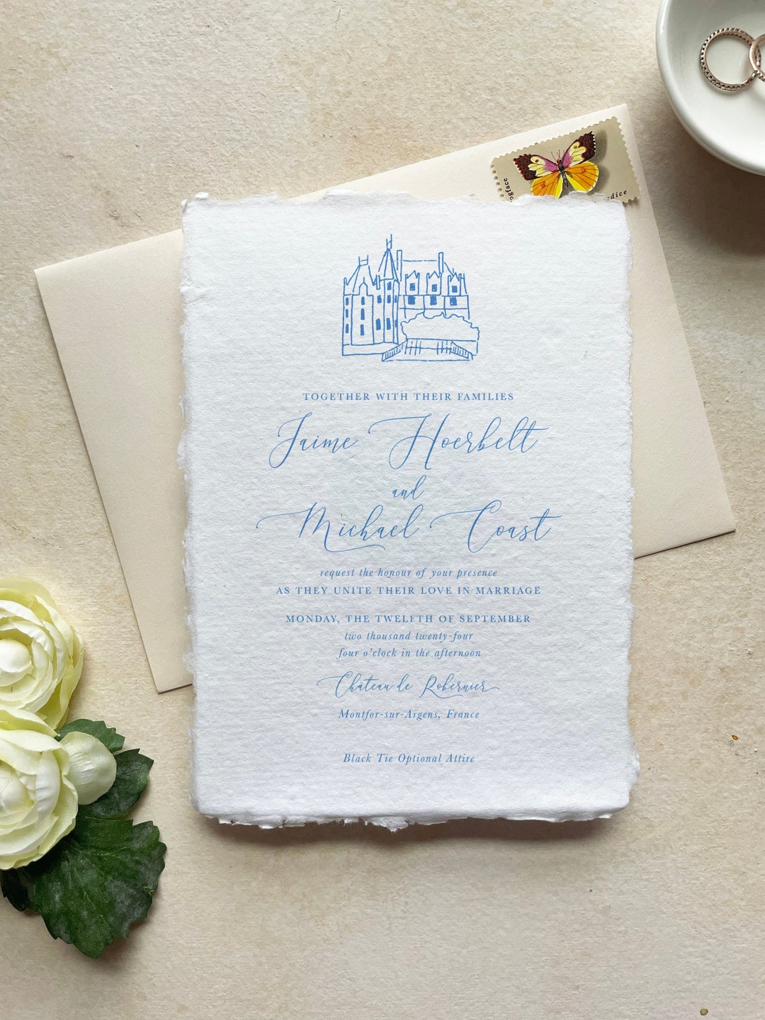 Castle Wedding Invitation Venue Illustration, Destination Wedding ...