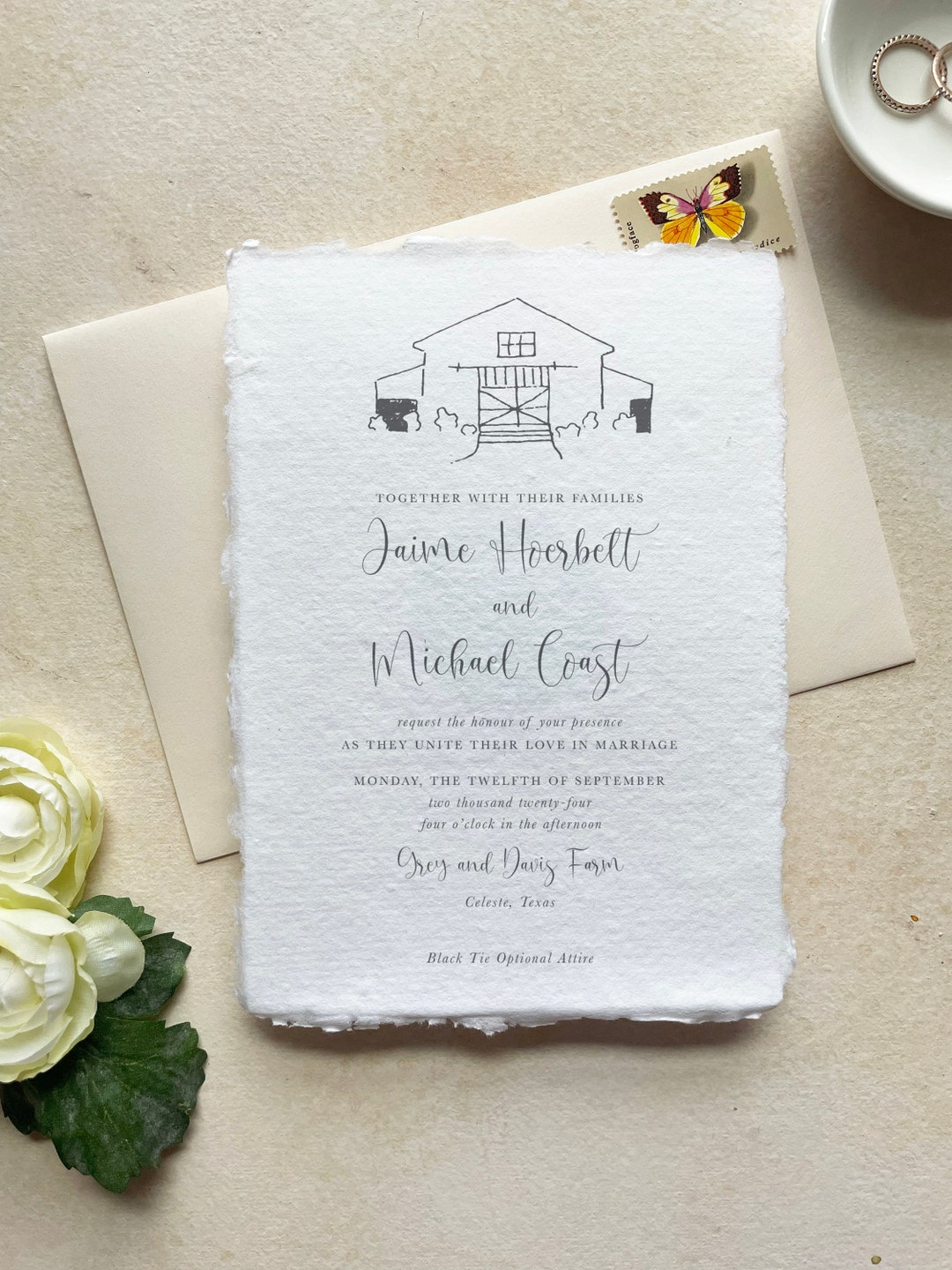 Custom Wedding Venue Sketch Wedding Invitation, Rustic Wedding ...
