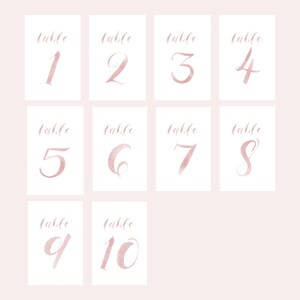 Watercolor Table Number Pink, Blush Table Numbers Printed, Deckled Edge ...