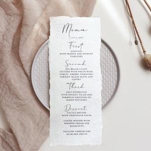 Custom Calligraphy Menu Printed, Custom Menus, Wedding Menu Card, Paper ...