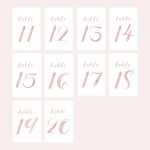 Watercolor Table Number Pink, Blush Table Numbers Printed, Deckled Edge ...