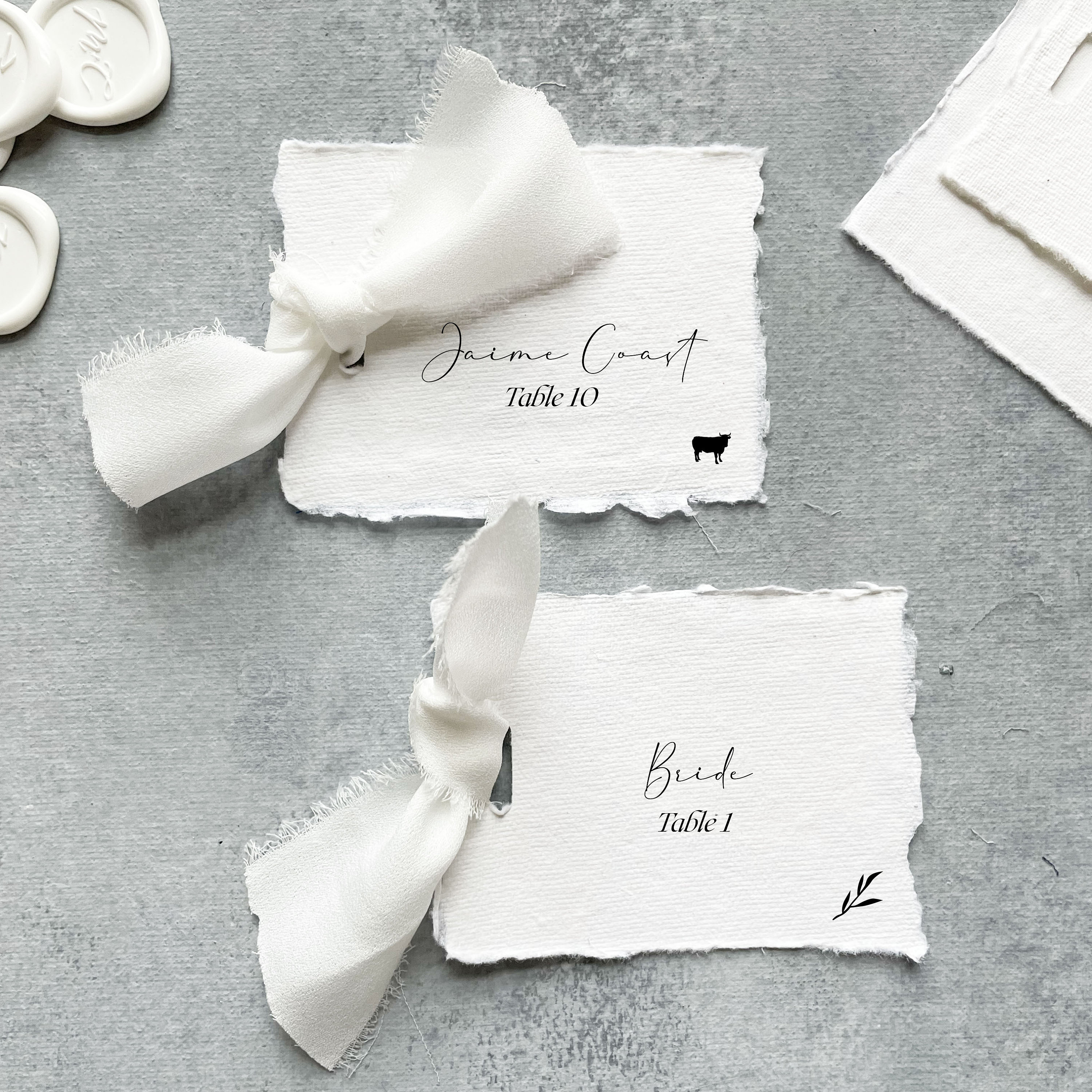 Simple Place Cards With Ivory Ribbon, Calligraphy Placecards (digitally ...