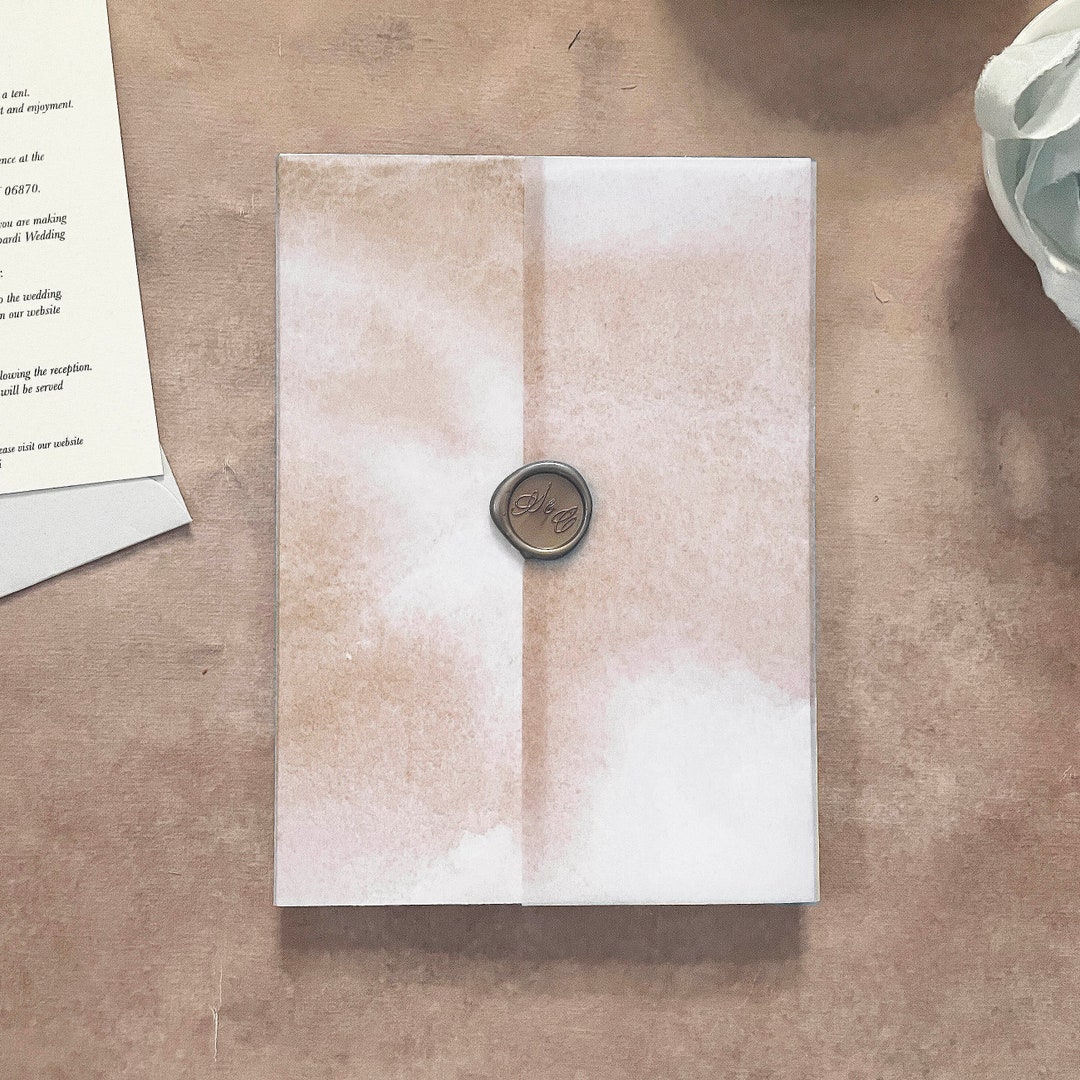 Vellum Wrapped Wedding Invitation Neutral Wedding Invitation Jacket ...