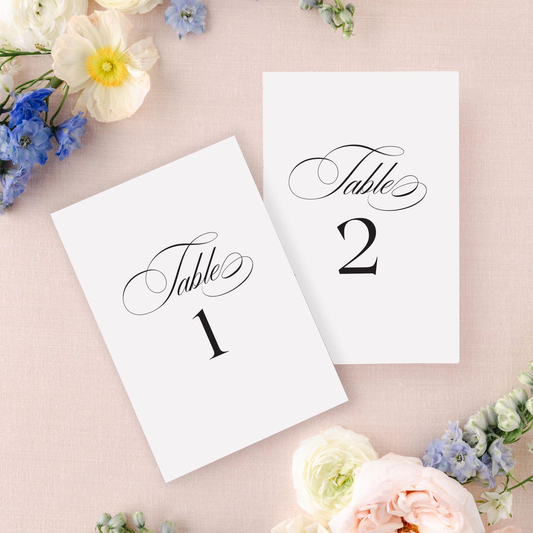 Romantic Table Numbers Printed, Elegant Table Decor Wedding ...