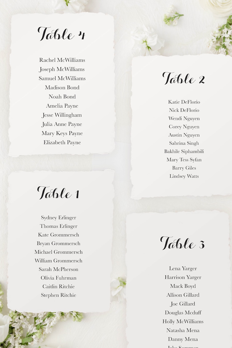 Printed Table Seating Chart Board Cards, Simple Table Assignment ...