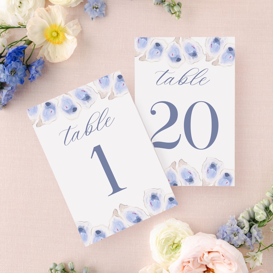Shell Table Number Oyster, Oyster Table Numbers Wedding, Light Blue ...