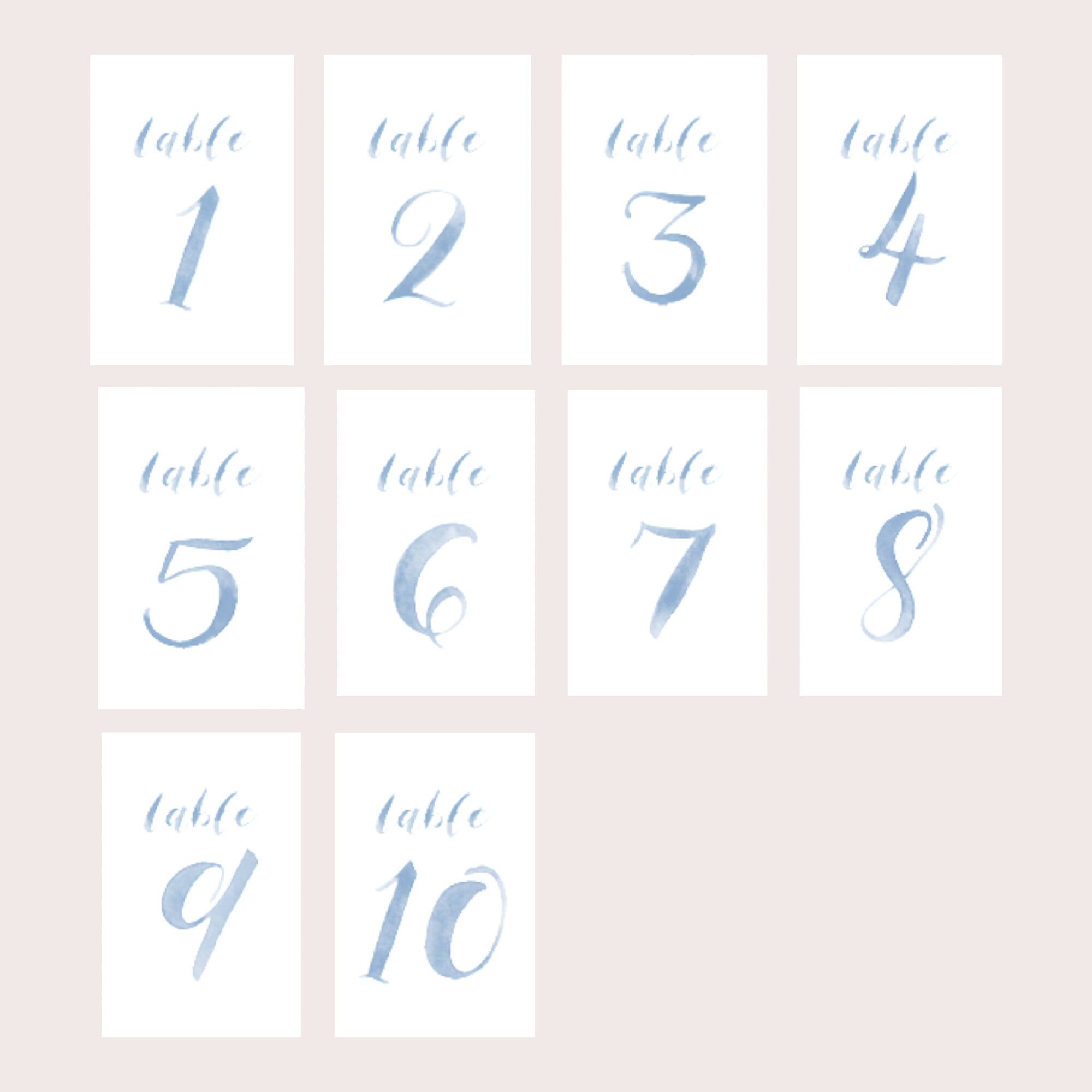 Hand Painted Table Numbers Printed, Watercolor Wedding Table Numbers ...