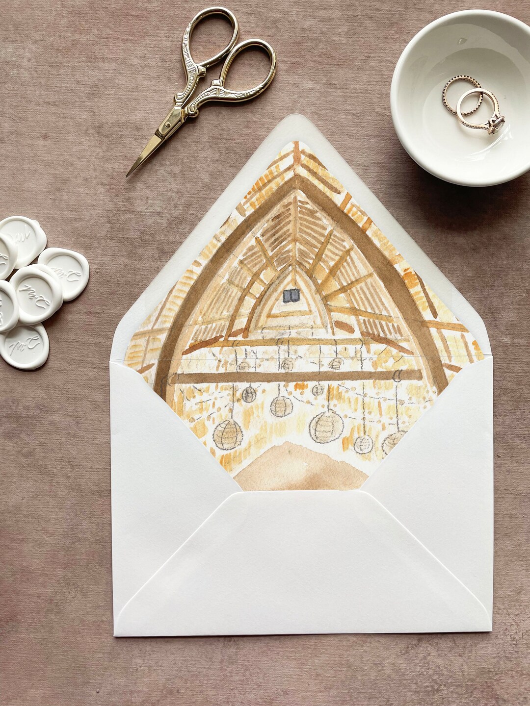 Rustic Envelope Liner Insert, Venue Envelope Liner Illustration ...