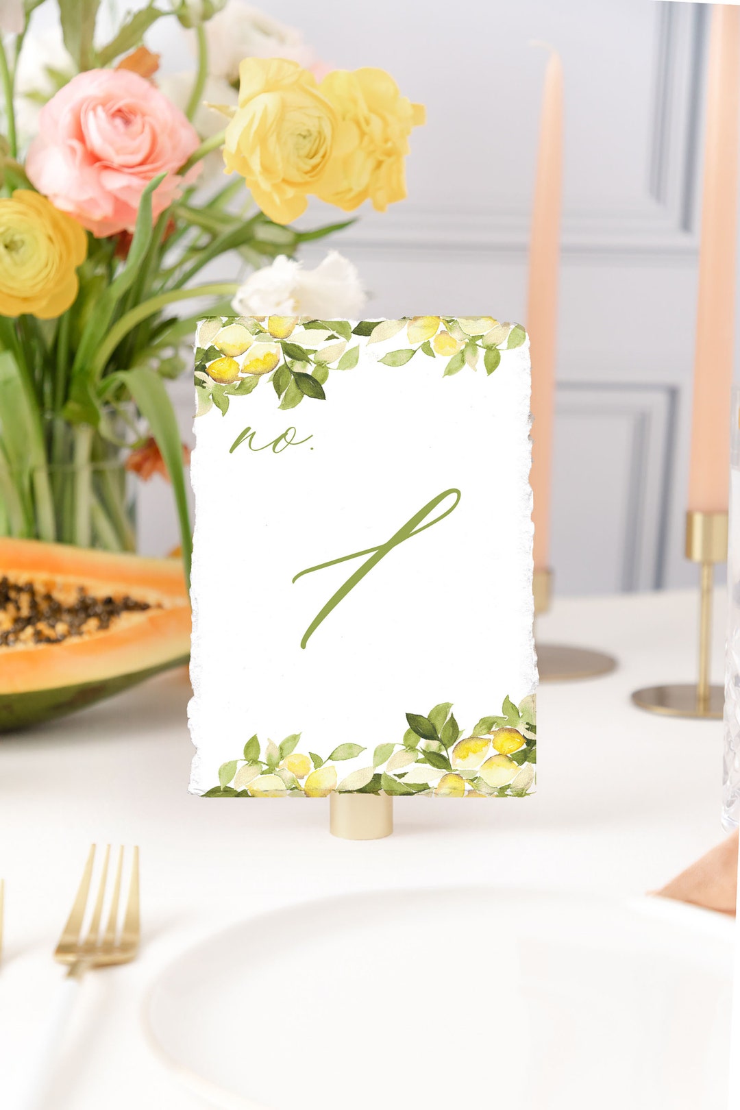 Lemon Table Numbers Watercolor, Amalfi Coast Bridal Shower Decorations ...