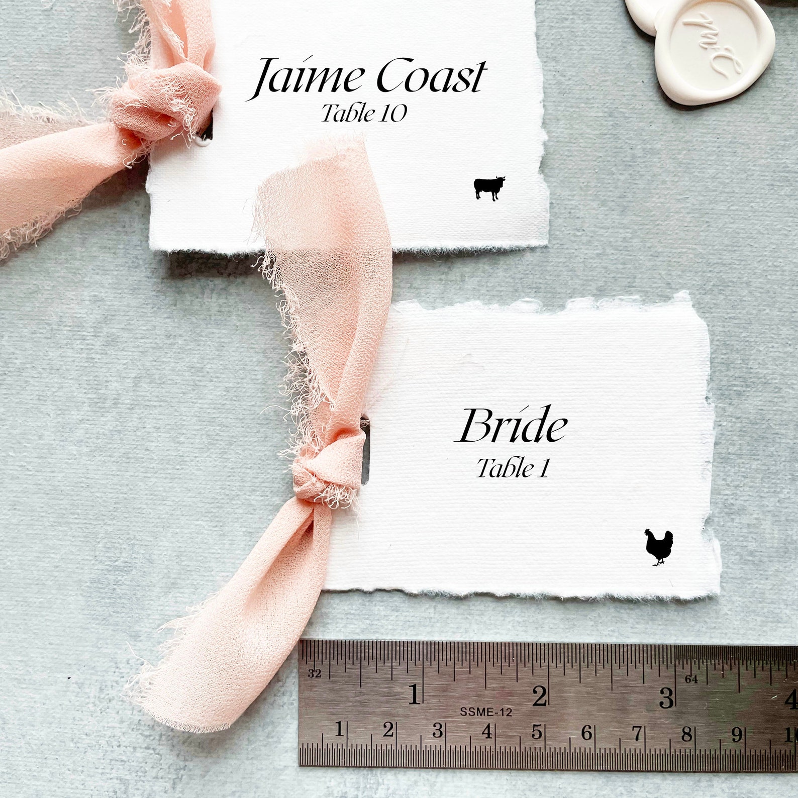 Simple Place Cards With Ivory Ribbon, Calligraphy Placecards (digitally ...