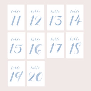 Hand Painted Table Numbers Printed, Watercolor Wedding Table Numbers ...
