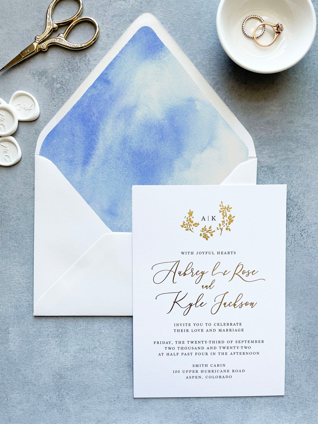 Watercolor Envelope Liner Blue, Pattern Envelopes With Liners 5x7 ...