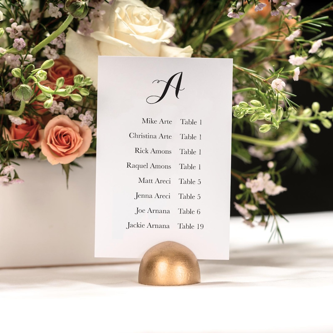Black and White Guest Table Cards With Names, 5x7" Seating Chart Cards ...